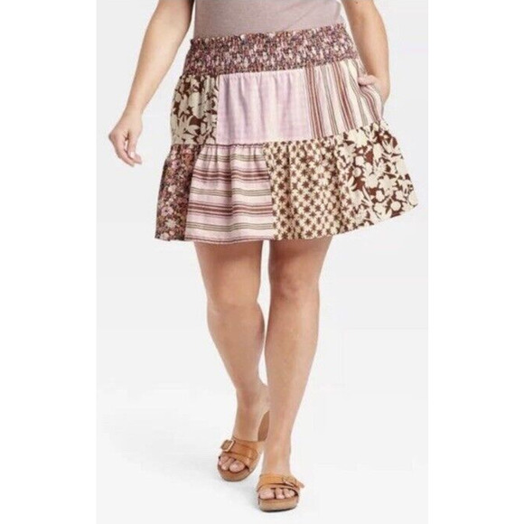 Universal Thread | Skirts | Universal Thread Boho Patchwork Smocked ...